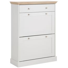 Schuhkommode Home Affaire, B:80cm H:105cm T:30cm, wei&szlig;, MDF, Spanplatte, Sideboards, "Binz", mit sch&ouml;nen Metallgriffen und vielen