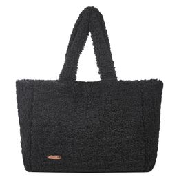 Luhta Damen Schultertasche "TEDDYTASCHE ORAVISALO", schwarz, Pl&uuml;sch, Polyester, Taschen, aus Polyester, leichtes Material, sportlicher Stil