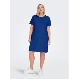 Only CARMAKOMA Damen Minikleid "CARMAY LIFE S/S POCKET DRESS JRS", blau, Gr. S, unifarben, Jersey, Obermaterial: 100% Baumwolle, Kleider, Sommerkleid
