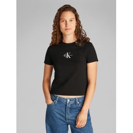 Damen T-Shirt "MONOLOGO BABY TEE", schwarz, Gr. XXXL, Calvin Klein Jeans, unifarben, Jersey, Obermaterial: 100% Baumwolle, Shirts, mit Logo