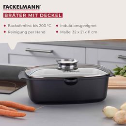 Fackelmann Br&auml;ter "Roaster", 5 l, schwarz, T&ouml;pfe, mit Aromaknauf, Schmortopf mit Deckel