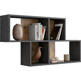 Wandregal FMD, B:100cm H:53cm T:19,5cm, schwarz, Holzwerkstoff, Kinderzimmer, Regale, "Nora 1"