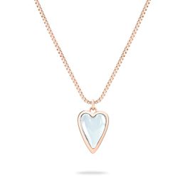 Damen Kette mit Anh&auml;nger "Schmuck Geschenk Edelstahl Halskette Glass Heart", Edelstahl, L: 45 B: 1,3mmros&eacute;goldfarben, transparent, Liebeskind Berlin,
