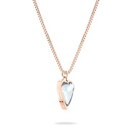 Damen Kette mit Anh&auml;nger "Schmuck Geschenk Edelstahl Halskette Glass Heart", Edelstahl, L: 45 B: 1,3mmros&eacute;goldfarben, transparent, Liebeskind Berlin,