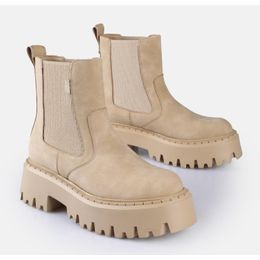 Buffalo Damen Chelseaboots "Aspen Chelsea", Gr. 41beige, Nubuklederimitat, Schuhe, Plateauboots, Schlupfboots, Stiefelette mit Stretch und Profilsohle