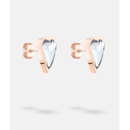 Damen Paar Ohrstecker "Schmuck Geschenk Edelstahl Ohrringe Glass Heart", Edelstahlros&eacute;goldfarben, transparent, transparent, Liebeskind Berlin,