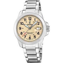 Festina Damen Quarzuhr "Field Watches"silberfarben, beige, Armbanduhren, Armbanduhr, Herrenuhr, Swiss Made, Edelstahlarmband
