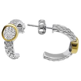 Firetti Damen Paar Creolen "Schmuck Geschenk Silber 925 Ohrringe Milanaise Solit&auml;r bicolor", 15mm, Silber 925 (Sterlingsilber)silberfarben,