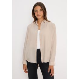 Cecil Damen Langarmbluse, beige, Gr. XXL, unifarben, Stoff, 100% Viskose, Blusen, aus seidiger Viskose