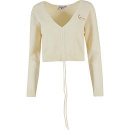 Karl Kani Damen Cardigan "Karl Kani Damen"sanftes wei&szlig;, Gr. XS, 52% Viskose, 28% Polyester, 20% Polyamid, Strickjacken