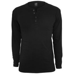 Urban Classics Damen T-Shirt "Urban Classics Herren Basic Henley L/S Tee"schwarz, Gr. XXL, unifarben, 100% Baumwolle, Shirts