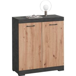 Kommode FMD, B:80cm H:89,9cm T:34,9cm, braun, Spanplatte, Schlafzimmer, Sideboards, "Bristol", In unterschiedlichen Tiefen, mit verstellbaren B&ouml;den