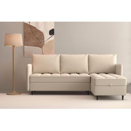 Ecksofa DOREL HOME, B:194cm H:80cm T:130cm, beige, 100% Polyester, Wohnzimmer, Sofas, "LINDHUS, L-Form, verschiedene Stellvarianten, Modulsofa",