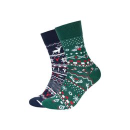 Camano Damen Socken "Socken 2er Pack", Gr. 39botanical garden, 80% Baumwolle, 17% Polyamid, 3% Elasthan, gemustert, Socken, 2er Pack Weiche B&uuml;ndchen
