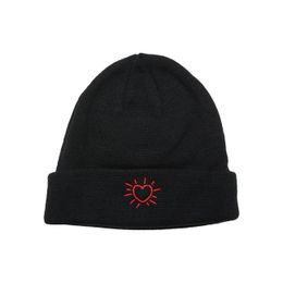 MisterTee Damen Beanie "MisterTee Glowing Heart Beanie"schwarz, Kunstfaser, M&uuml;tzen