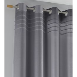 Vorhang Kutti, B:140cm H:225cm, grau, Baumwolle, Polyester, Wohnzimmer, Gardinen, "Kessy", Eleganter Uni-Vorhang mit dekorativer Biesenblende