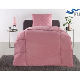 Steppbett + Kopfkissen my home, rosa, Bezug: 100% Polyester, Bettwaren-Sets, "Microlux, Bettdecke 135x200 cm, 155x220 cm", Set mit Kissen 40x80 cm,