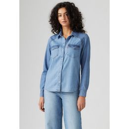 Levi's LEVI'S Damen Jeansbluse "ESSENTIAL WESTERN"practically pieced t, Basic, Gr. XS, Denim/Jeans, Obermaterial: 100% Baumwolle, Blusen, mit Brusttaschen