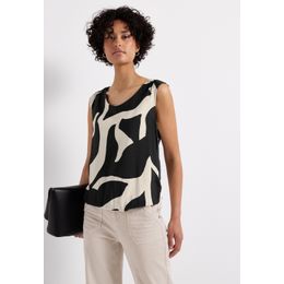 Street One Damen Shirttop, grau, Gr. 36, bedruckt, Jersey, Obermaterial: 95% Viskose, 5% Elasthan, Tops, mit Print