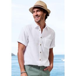 Beach Time BEACHTIME Herren Kurzarmhemd "Regular fit", wei&szlig;, Gr. S, unifarben, Web, Obermaterial: 100% Baumwolle, Hemden, Kurzarm, Freizeithemd aus Musselin-Ware