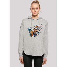 F4NT4STIC Damen Kapuzenpullover "Schmetterling Fr&uuml;hling Oversize Hoodie", grau, Gr. XS, Obermaterial: 100% Baumwolle, Pullover, Print