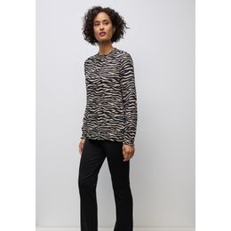 Street One Damen Langarmbluseschwarz, Gr. 46, animal-print, Stoff, 100% Viskose, Blusen, mit Zebramuster