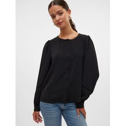 V&eacute;ro Moda VERO MODA Damen Langarmbluse "VMALVA L/S TAPE SHIRT WVN GA", schwarz, Gr. S, unifarben, Web, Obermaterial: 100% Polyester, Blusen