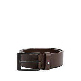 Tommy Hilfiger Herren Lederg&uuml;rtel "LAYTON 3.5 cm breit", braun, Gr. 120, unifarben, Rindsleder, G&uuml;rtel, Metallpatch, Einfachdornschlie&szlig;e