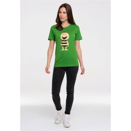logoshirt Damen T-Shirt "Die Biene Maja - Willi", gr&uuml;n, Gr. XS, unifarben, 100% Baumwolle, Shirts, mit coolem Print