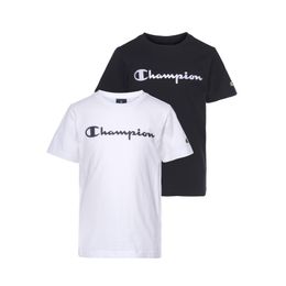 Champion Jungen T-Shirt, schwarz-wei&szlig;, Gr. S, Obermaterial: 100% Baumwolle, Shirts, Kurzarm, mit Logoschriftzug, aus Baumwolle und Polyester