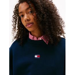 Tommy Jeans Damen Sweatshirt "Sweatshirt TJW BXY BADGE", blau, Gr. L, unifarben, Sweatware, Obermaterial: 100% Baumwolle, Sweatshirts, mit