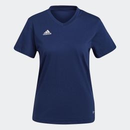 Damen Trainingsshirt "ENT22 TEE W", blau, Gr. XL, adidas Performance, Obermaterial: 100% Baumwolle, Shirts, mit V-Ausschnitt, Kurzarm, sportlicher