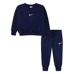 Nike Sportswear Kinder Jogginganzug "NKN ESSENTIAL FLEECE CREW SET"midnight navy, Gr. 116, Obermaterial: 60% Baumwolle, 40% Polyester, Sportanz&uuml;ge,
