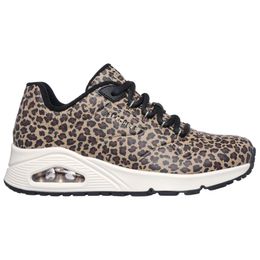 Skechers Damen Sneaker "UNO-KAT-NEATO", Gr. 35, braun, Lederimitat, animal-print, Schuhe, Leo Sneaker, Schn&uuml;rschuh mit Air-Cooled Memory Foam