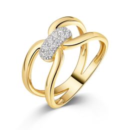 Firetti Damen Fingerring "Schmuck Geschenk Gold 333 Damenring Ring Drop bicolor", 52, Gelbgold 333, 2mmgelbgoldfarben, wei&szlig;goldfarben, kristallwei&szlig;,