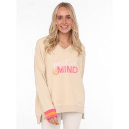 Zwillingsherz Damen Hoodie ""Positive Mind"", beige, Gr. L, unifarben, Sweatware, Obermaterial: 50% Baumwolle, 50% Polyester, Sweatshirts,