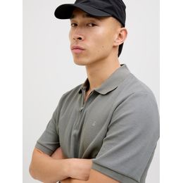 Jack & Jones JACK & JONES Herren Poloshirt "JJEAUSTIN ZIP POLO SS NOOS", grau, Gr. XXL, unifarben, Jersey, Obermaterial: 58% Polyester, 40% Baumwolle, 2%