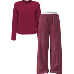 Damen Schlafanzug "LS PANT SET HOLIDAY", Calvin Klein Underwear, Gr. M19471 trail stripe, tdb, Web, Obermaterial: 100% Baumwolle, unifarben,