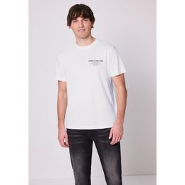 Street One MEN Herren T-Shirthellwei&szlig;, Gr. XL, unifarben, Web, 100% Baumwolle, Shirts, aus reiner Baumwolle