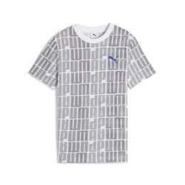 Puma Jungen T-Shirt "ESS LOGO LAB AOP TEE B", wei&szlig;, Gr. 128, unifarben, Jersey, Obermaterial: 100% Baumwolle, Shirts, Regular Fit,