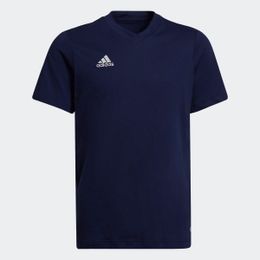 Jungen Trainingsshirt "ENT22 TEE Y", blau, Gr. 128, adidas Performance, Obermaterial: 100% Baumwolle, Shirts, sportlicher Stil, V-Ausschnitt,