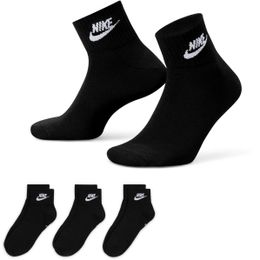 Nike Sportswear Herren Sportsocken "U NK NSW EVERYDAY ESSENTIAL AN", Gr. L, schwarz, Obermaterial: 98% Polyester, 2% Elasthan, Socken, f&uuml;r