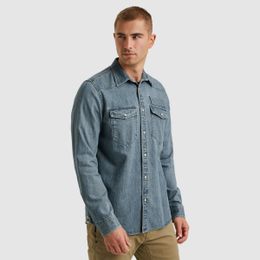 PME-Legend PME LEGEND Herren Jeanshemd, blau, Gr. XL, unifarben, Web, Obermaterial: 100% Baumwolle, Hemden, mit Logo Stickerei