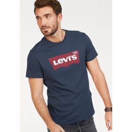 Levi's LEVI'S Damen T-Shirt "Batwing Logo Tee", blau, Gr. M, unifarben, Jersey, Obermaterial: 100% Baumwolle, Shirts, mit Logo-Front-Print