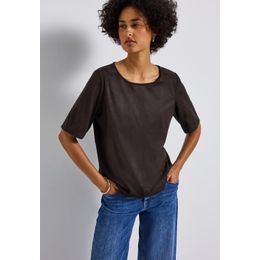 Street One Damen Shirtblusedeep roast braun, Gr. 40, unifarben, Web, Obermaterial: 88% Polyester, 12% Elasthan, Blusen, mit Seitenschlitzen