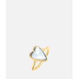 Damen Fingerring "Schmuck Geschenk Glass Heart Ring", 56, Edelstahl, 2mm, silber, Liebeskind Berlin, Edelstahl, Fingerringe, mit Glasstein