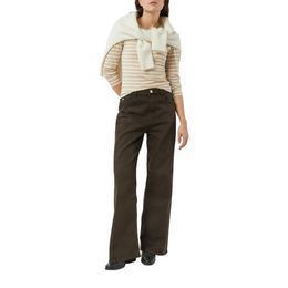 comma, COMMA Damen Langarmshirtbeige wei&szlig;, Gr. 42, gestreift, Single Jersey, Obermaterial: 90% Viskose, 5% Elasthan, 5% metallisierte Fasern, Shirts,