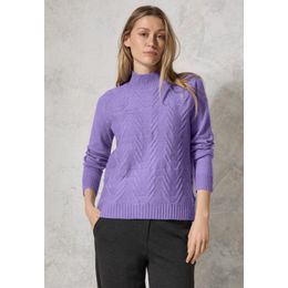 Cecil Damen Strickpullover, lila, Gr. XL, unifarben, Web, 35% Baumwolle, 32% Polyacryl, 28% Polyester, 5% Elasthan, Pullover, im soften Baumwoll-Mix