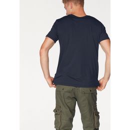 Herren Rundhalsshirt "Logo Print T", blau, Gr. XXL, Alpha Industries, unifarben, Single Jersey, Obermaterial: 100% Baumwolle, Shirts