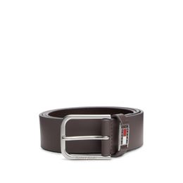 Tommy Jeans Herren Lederg&uuml;rtel "TJM SCANTON"schwarz walnut, Gr. 115, Rindsleder, G&uuml;rtel, quadratische Schnalle, Breite 4cm
